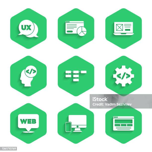 Vetores De Definir Mapa Do Site Monitor E Móvel Design Ui Ux