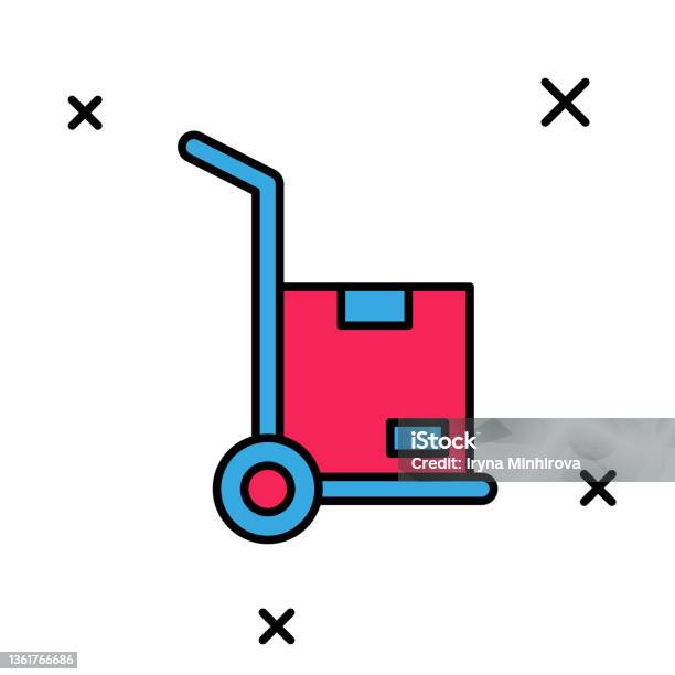 Contour Rempli Icône Camion À Main Et Boîtes Isolée Sur Fond Blanc