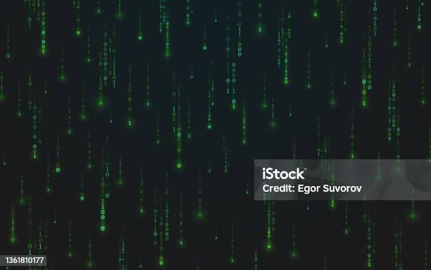 Matrix Background Green Stream Of Digits Abstract Running Binary Code