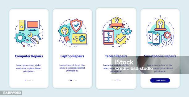 Jenis Layanan Onboarding Layar Aplikasi Seluler Ilustrasi Stok Unduh