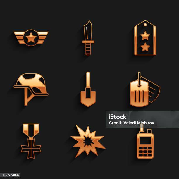 Set Pelle Explosion De Bombe Talkiewalkie Plaque Didentité Militaire