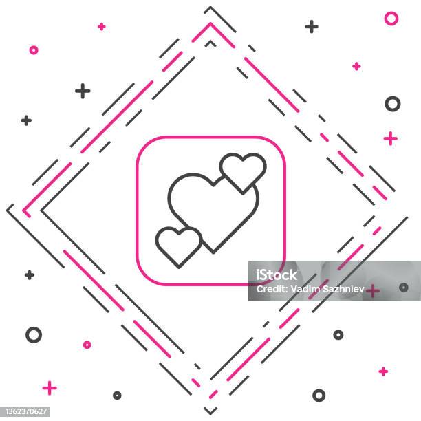 Icône Line Heart Isolée Sur Fond Blanc Symbole Romantique Lié Jointure