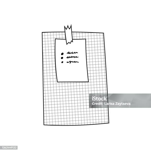 Doodle Stiker Dengan Scotch Tape Pada Lembar Catatan Kotakkotak Pita