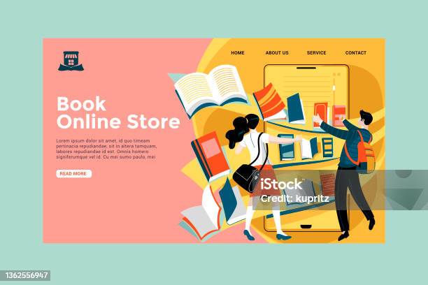 Konsep Landing Page Toko Buku Ilustrasi Stok Unduh Gambar Sekarang