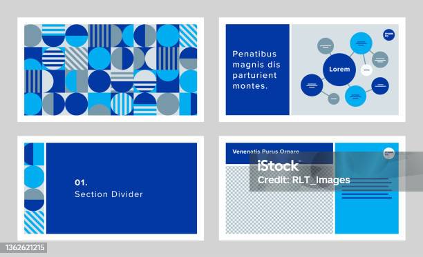 Template Desain Presentasi Modular Dengan Grafik Geometris Modern