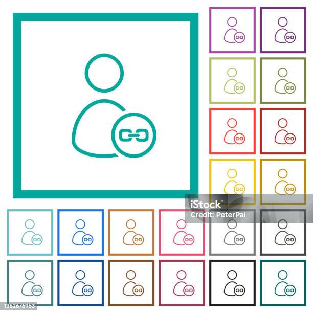 Tautkan Ikon Warna Datar Dengan Bingkai Kuadran Ilustrasi Stok Unduh