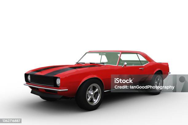 Render 3d De Un Muscle Car Retro Americano Rojo Aislado Sobre Blanco ... Render 3d De Un Muscle Car Retro Americano Rojo Aislado Sobre Blanco ...