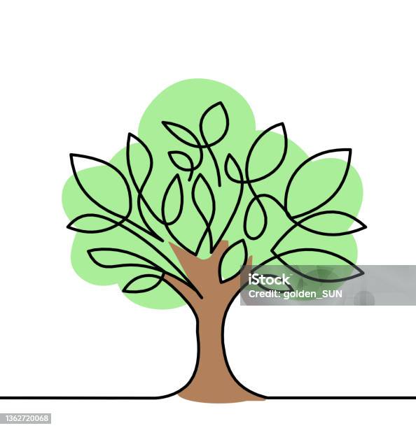 Arbre De Couleurs Abstrait Sous Forme De Dessin Au Trait Sur Fond Blanc