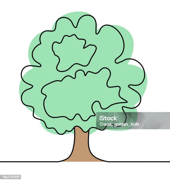 Arbre De Couleurs Abstrait Sous Forme De Dessin Au Trait Sur Fond Blanc