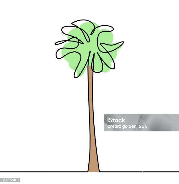Arbre De Couleurs Abstrait Sous Forme De Dessin Au Trait Sur Fond Blanc