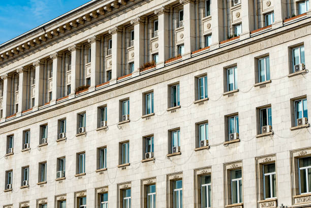 Free picture: Windows on building with cascade marble facade