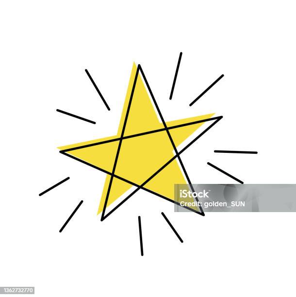 Étoile De Couleur Abstraite Sous Forme De Dessin Au Trait Sur Fond