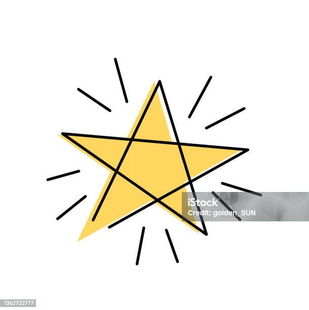 Étoile De Couleur Abstraite Comme Dessin Au Trait Sur Fond Blanc