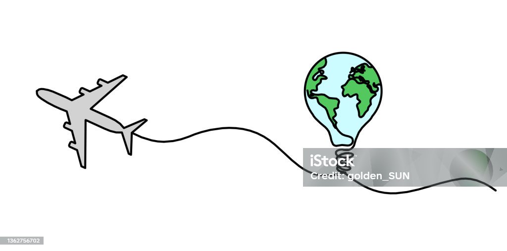 Plan De Couleur Abstrait Avec Ampoule Et Globe Comme Dessin Au Trait