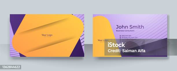 Template Desain Kartu Nama Oranye Dan Ungu Modern Template Kartu Nama