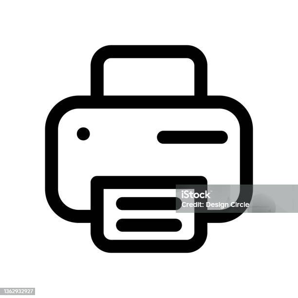 Vecteur Dimprimante Contour Icône Symbole De Conception Sur Fond Blanc