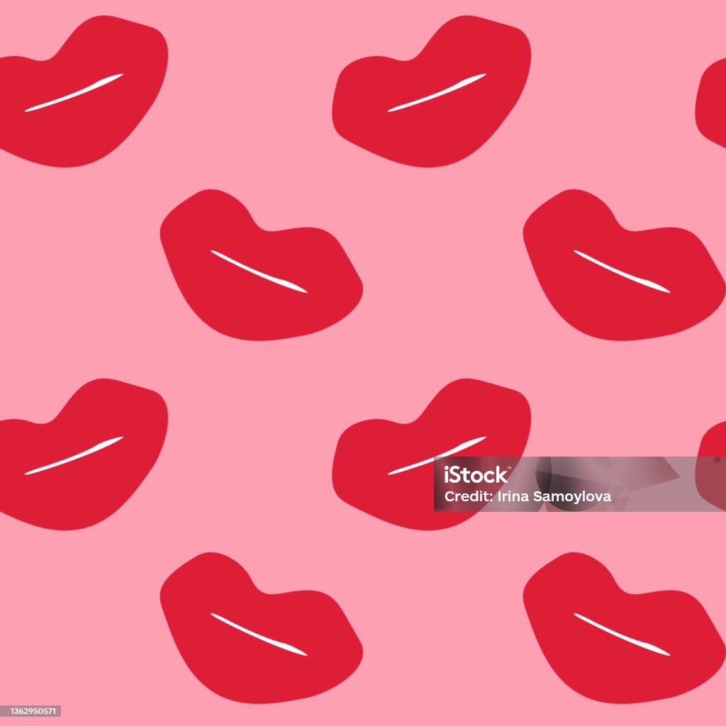 Kiss Seamless Pattern Hand Drawn Vector Minimalism Wallpaper Textile