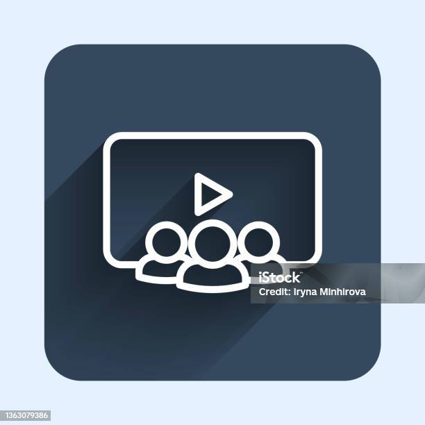 Ligne Blanche Icône De Classe En Ligne Isolée Avec Un Long Arrièreplan