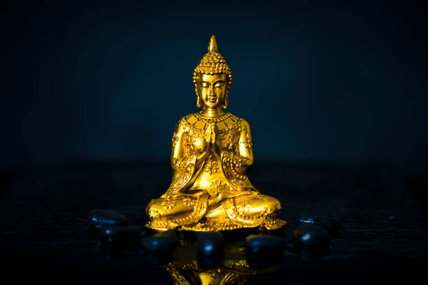 Free picture: Golden statue of a Buddha in meditation in front of a ...