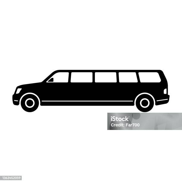 Icône De La Limousine Suv Silhouette Noire Vue Latérale Illustration