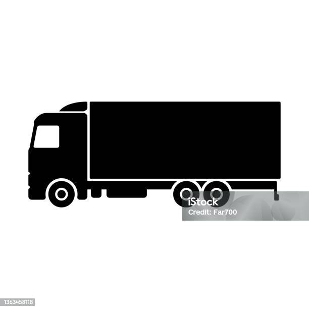 Icône De Camion Silhouette Noire Vue Latérale Illustration Graphique