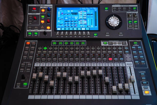 Free Stock Photo of Sound Mixing Console in Front of Large Screen ...