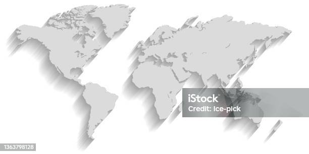 Grey Vector World Map Illustration Isolated On White Background Flat ... Grey Vector World Map Illustration Isolated On White Background Flat ...
