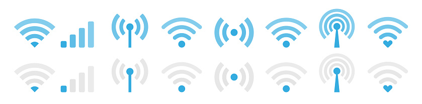 Ensemble Dicône De Signal Sans Fil Wifi Signe De Zone Wifi Symboles