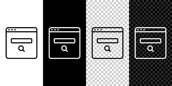 Set Line Search Engine Icon Isolated On Black And White Transparent ... Set Line Search Engine Icon Isolated On Black And White Transparent ...
