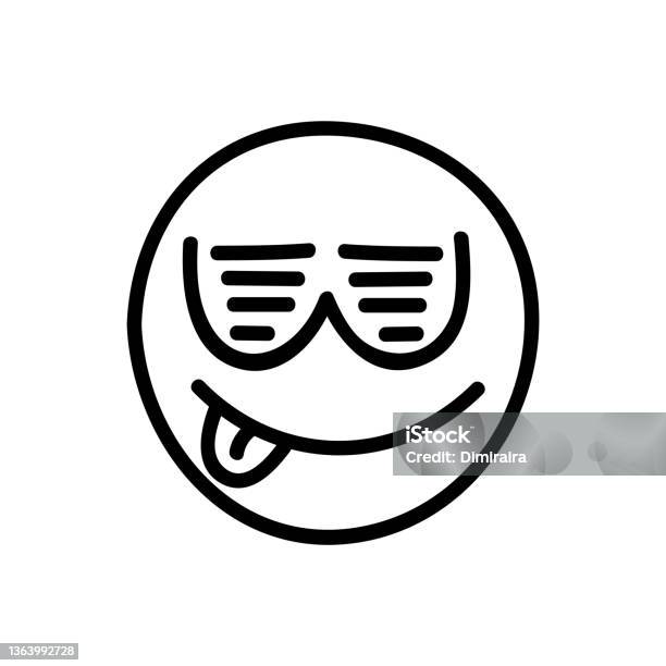 Happy Emoji Icon In Retro Party Glasses Isolated On White Background Smiley Emoticon For Website