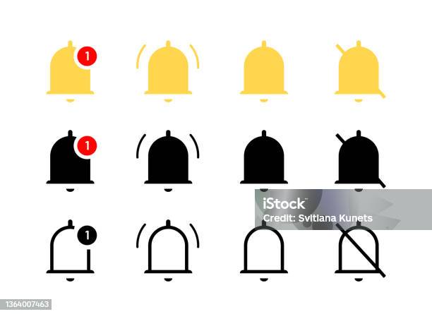 Ensemble Dicônes De Notification De Cloche Icône De Cloche De