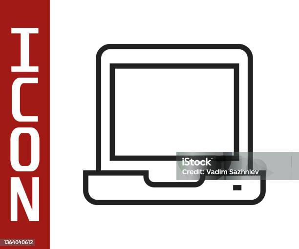 Ikon Laptop Garis Hitam Terisolasi Pada Latar Belakang Putih Buku ... Ikon Laptop Garis Hitam Terisolasi Pada Latar Belakang Putih Buku ...