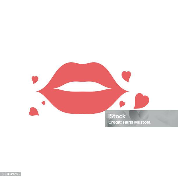 Bibir Cinta Ikon Desain Template Vektor Terisolasi Ilustrasi Stok