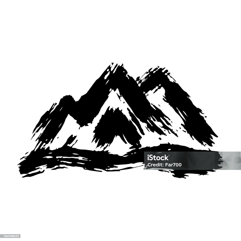 Icône De La Montagne Croquis À Lencre Noire Illustration Graphique