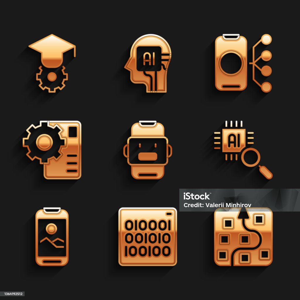Set Chat Bot Binary Code Neural Network Processor Cpu Mobile Phone And