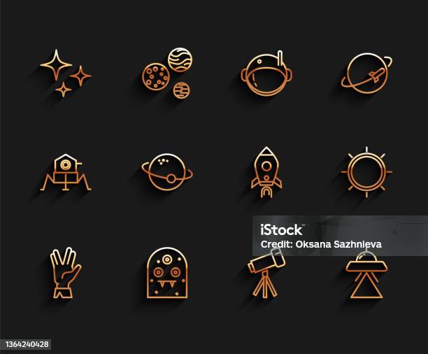 Set Line Vulcan Salute Alien Falling Star Telescope Ufo Flying ... Set Line Vulcan Salute Alien Falling Star Telescope Ufo Flying ...