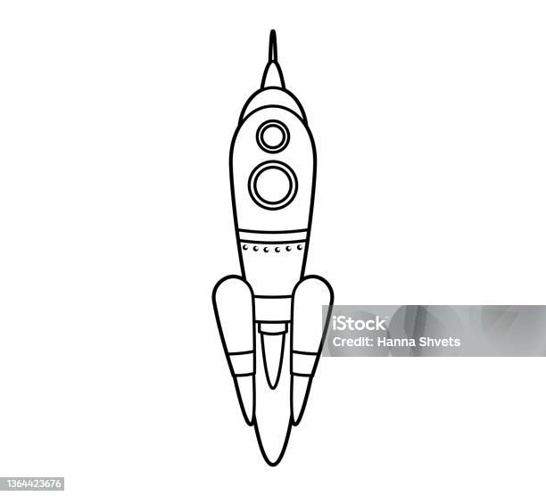 Fusée Volant Dans Lespace Icône Livre De Coloriage Illustration