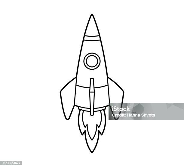 Fusée Volant Dans Lespace Icône Livre De Coloriage Illustration