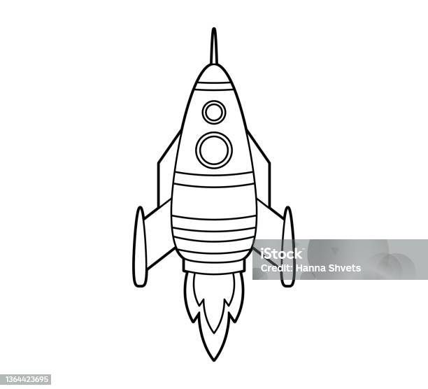 Fusée Volant Dans Lespace Icône Livre De Coloriage Illustration