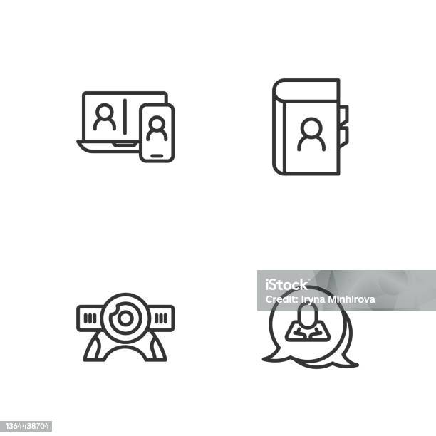 Définir La Ligne De Chat À Bulles Vocales Caméra Web Vidéoconférence Et