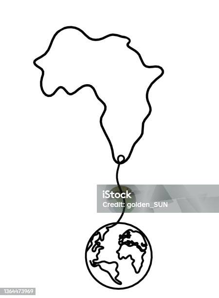 Lafrique Avec Le Globe Comme Dessin Au Trait Sur Fond Blanc Vecteurs