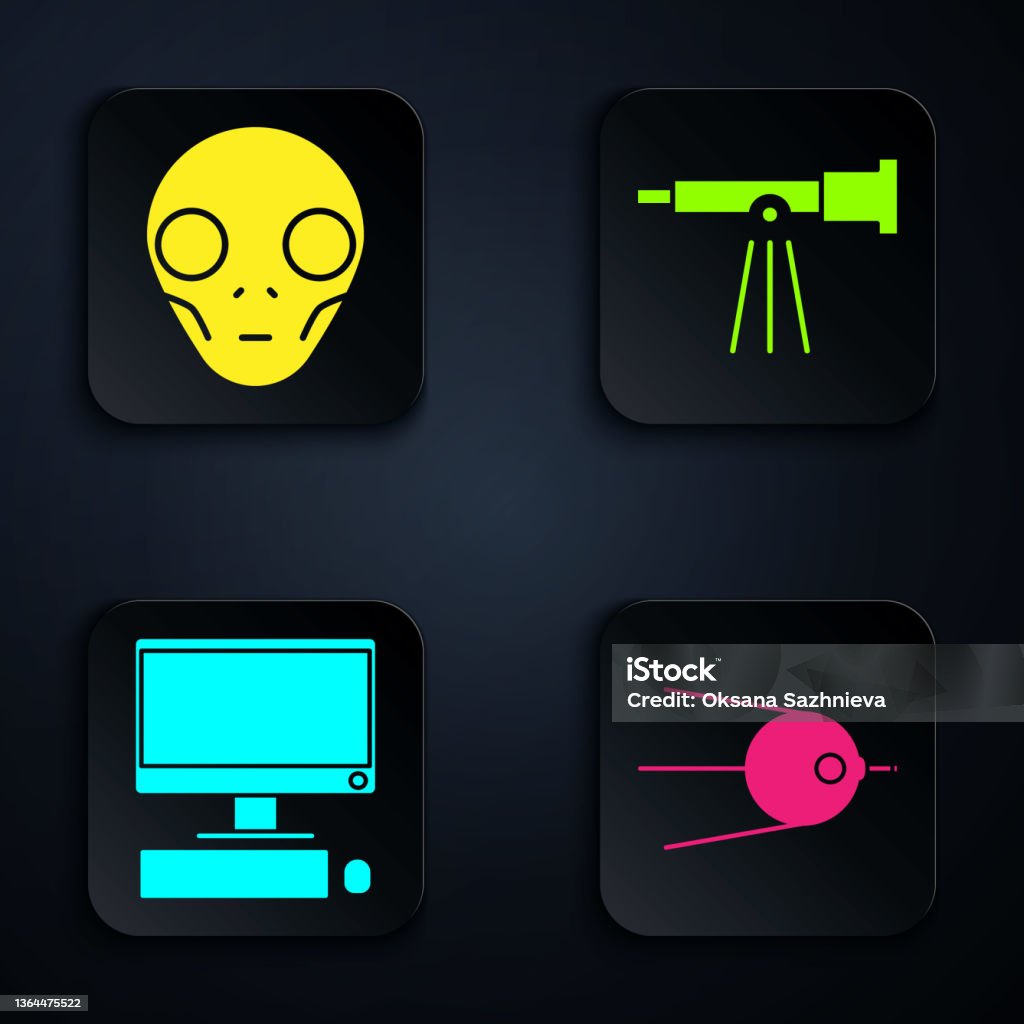 Set Satellite Extraterrestrial Alien Face Computer Monitor With