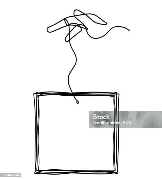 Carré Avec Main Comme Dessin Au Trait Sur Fond Blanc Vecteurs Libres De