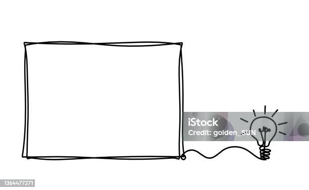 Rectangle Avec Ampoule Comme Dessin Au Trait Sur Fond Blanc Vecteurs