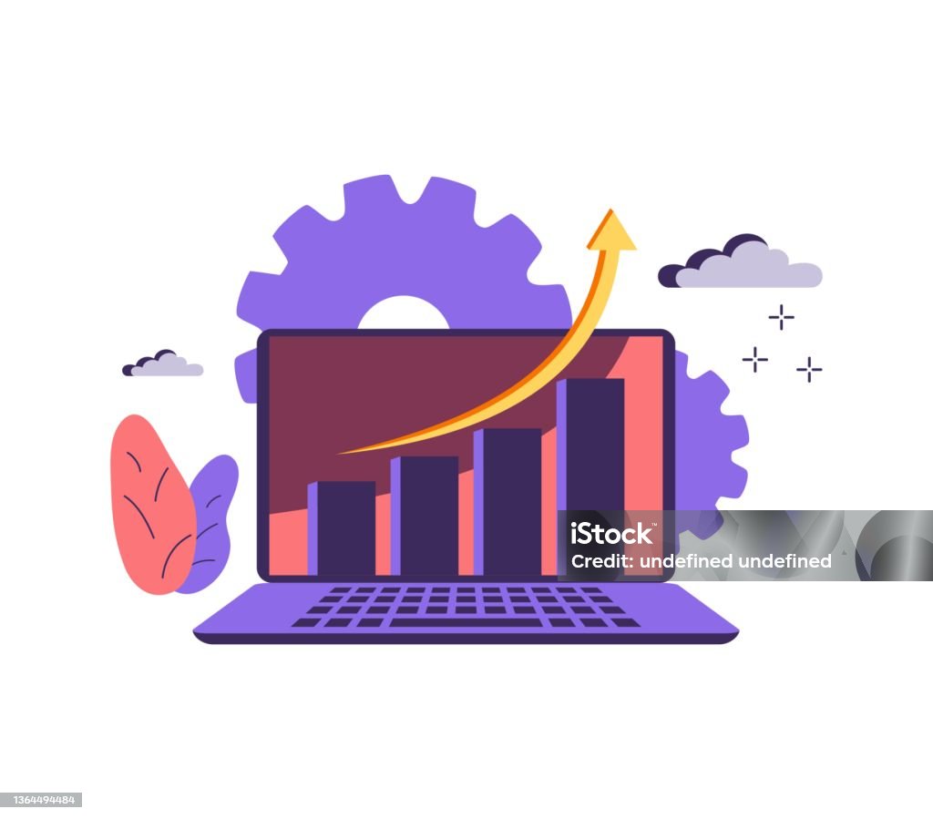 Laptop Dengan Grafik Tumbuh Dewasa Investasi Yang Menguntungkan ... Laptop Dengan Grafik Tumbuh Dewasa Investasi Yang Menguntungkan ...