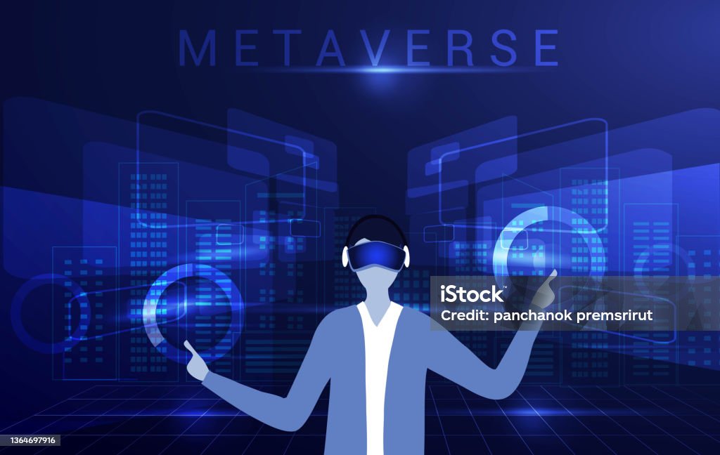 Pria Mengenakan Kacamata Realitas Virtual Memiliki Pengalaman 3d Dalam