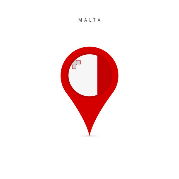 Malta Flag Pin Map Icon Vector Illustration Illustrations Royalty Free