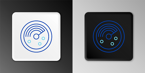 Vetores De Radar De Linha Com Alvos No Monitor Em Ícone De Busca