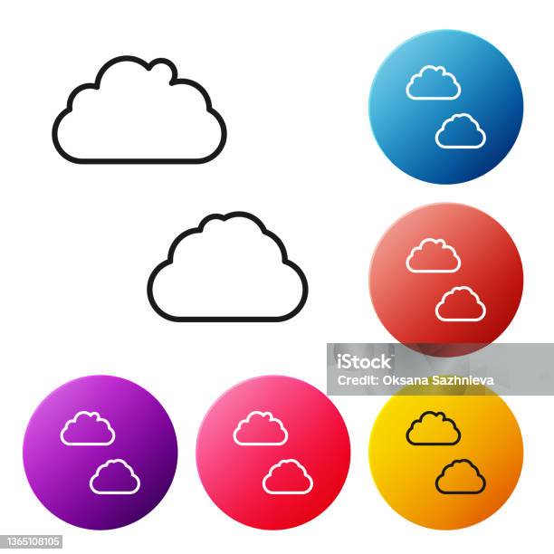 Icône Nuage Ligne Noire Isolée Sur Fond Blanc Définissez Des Icônes De