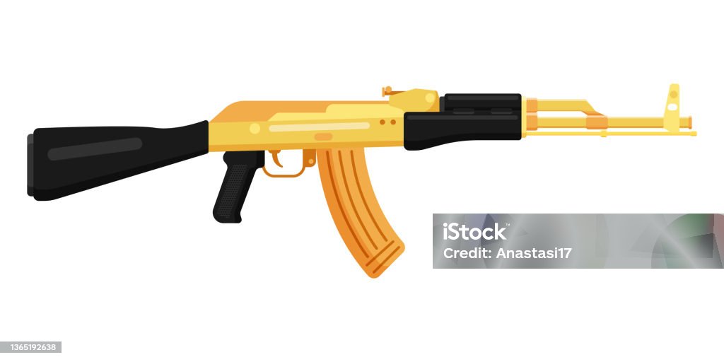 Fucile Dassalto Russo Ak 47 Kalashnikov Dorato Con Calcio Concetto Di ... Fucile Dassalto Russo Ak 47 Kalashnikov Dorato Con Calcio Concetto Di ...